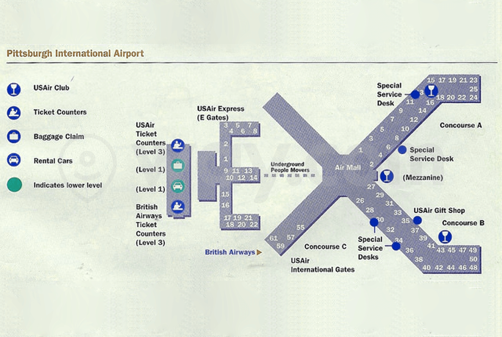Pittsburgh International Airport Map PIT Airport Map Pittsburgh International Airport Map PIT Airport Map